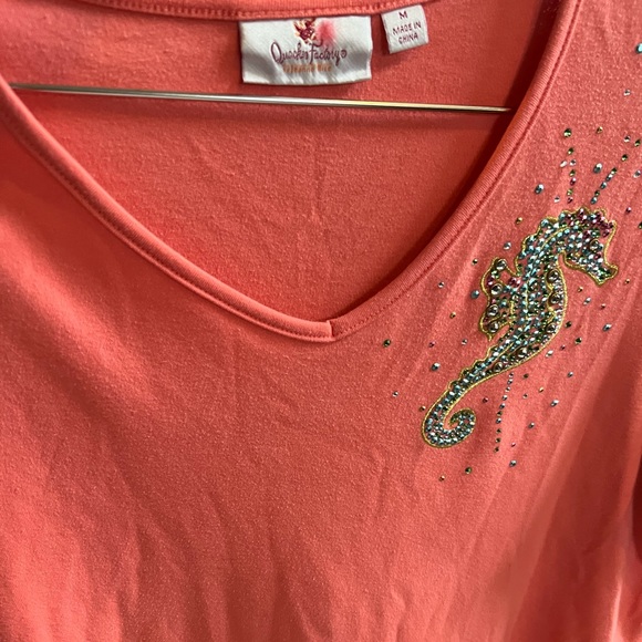 Quacker Factory | Tops | Factory Factory Orange Seahorse Blouse | Poshmark